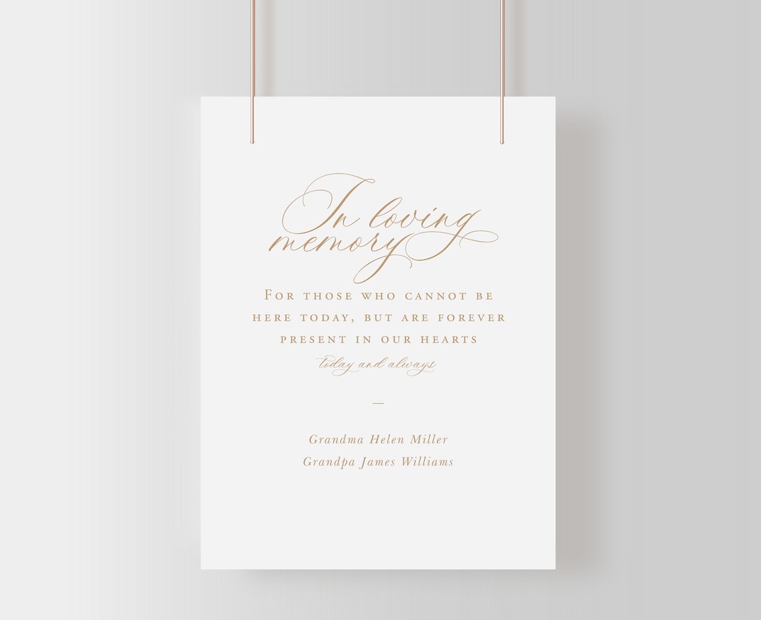 In Loving Memory Sign, Printable Calligrapy Wedding Sign Template ...