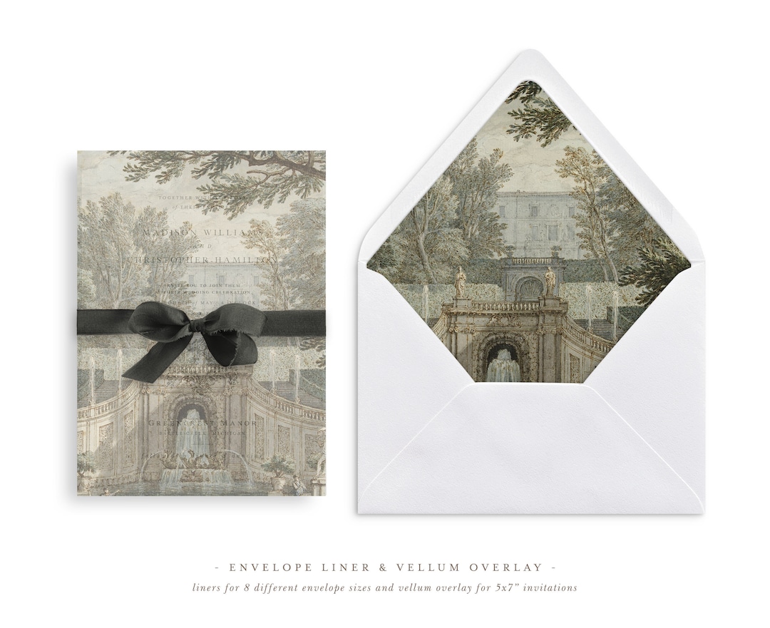 Printable Wedding Vellum Overlay and Envelope Liner for 5x7 Wedding ...