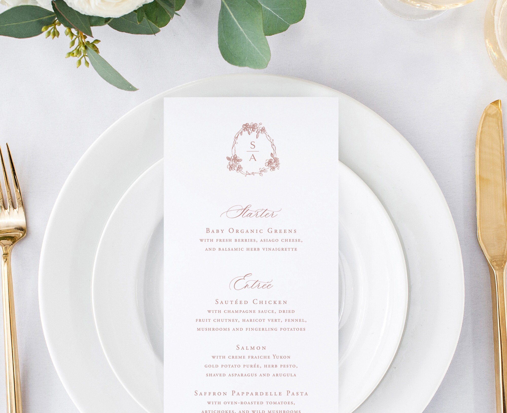 Printable Wedding Menu Card Template With French Roses, Editable ...