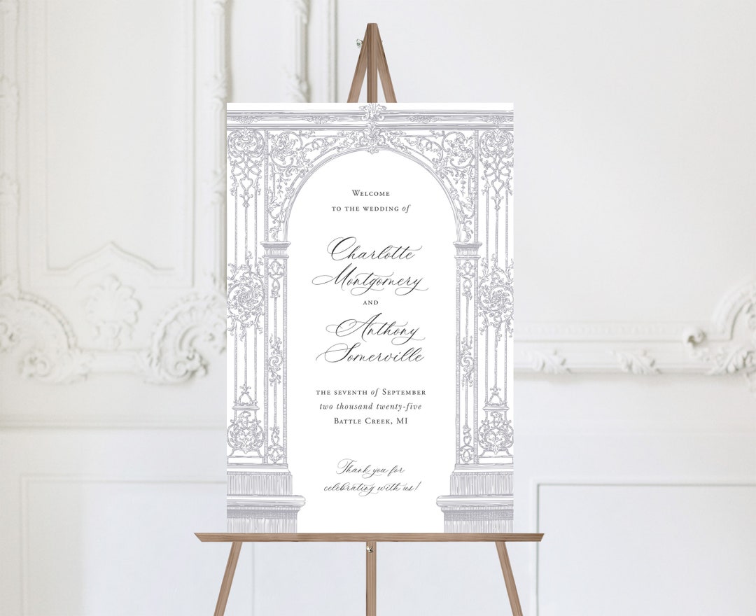 Printable Wedding Welcome Sign Template With Castle Gate Frame ...