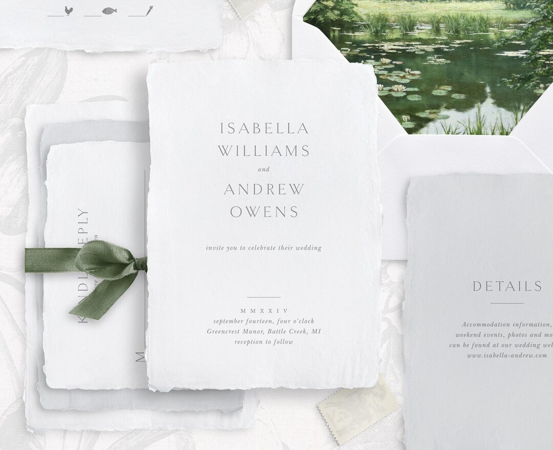 Printable Minimalist Wedding Invitation Template Set, Editable Simple ...
