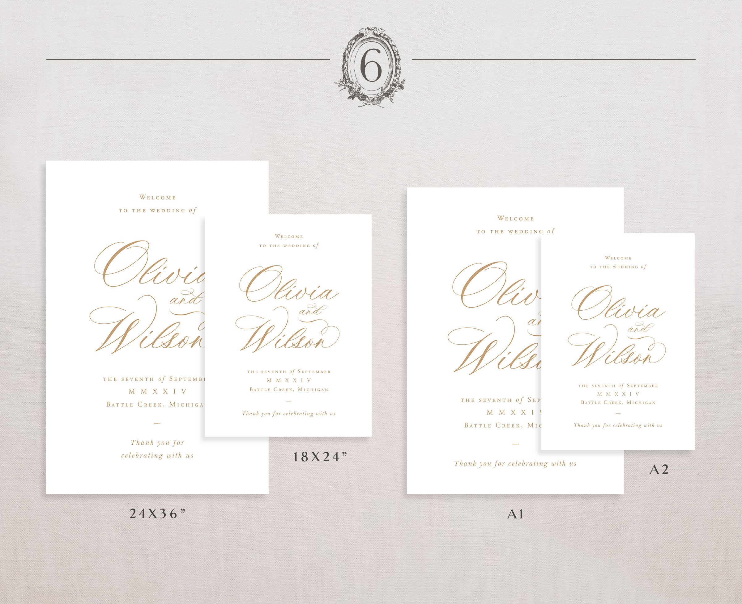 Printable Calligraphy Wedding Welcome Sign Template in Gold, Editable ...
