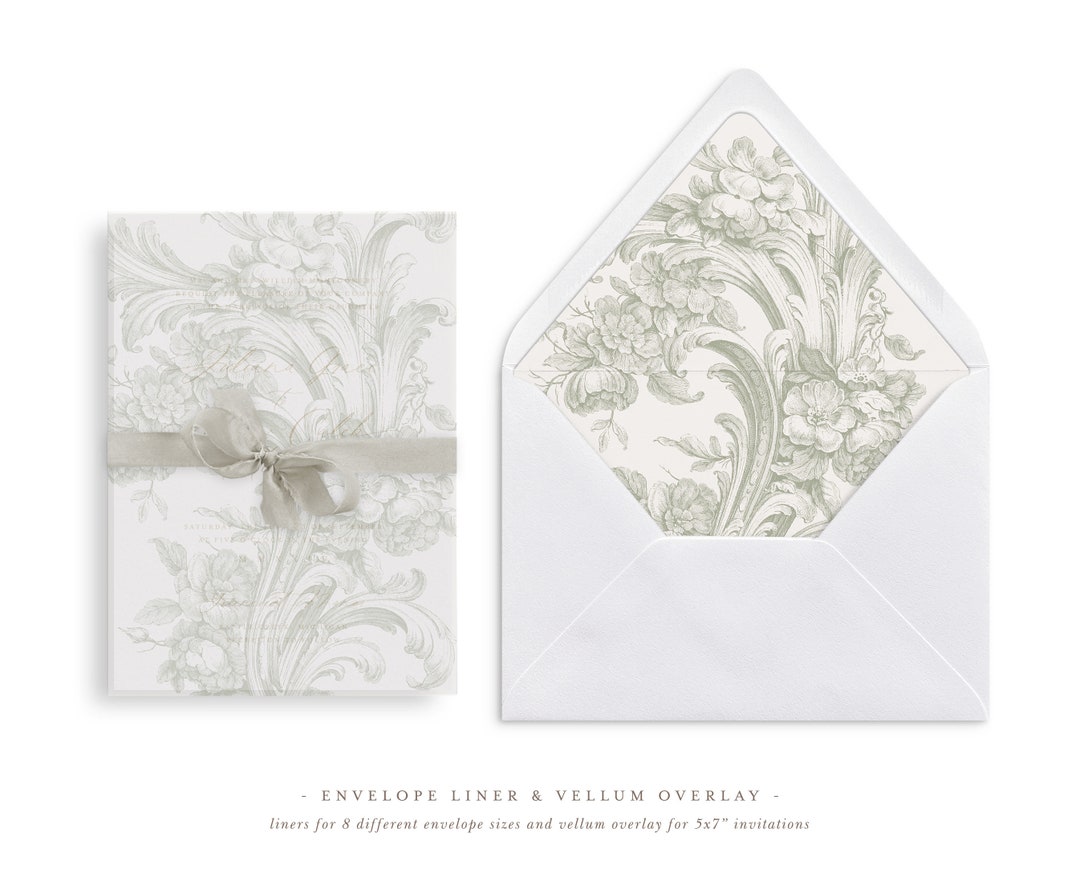 Printable Wedding Vellum Overlay and Envelope Liner for 5x7 Wedding ...