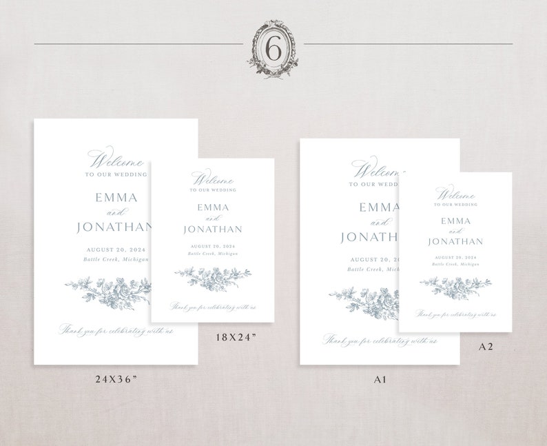 Printable French Roses Wedding Welcome Sign Template With - Etsy