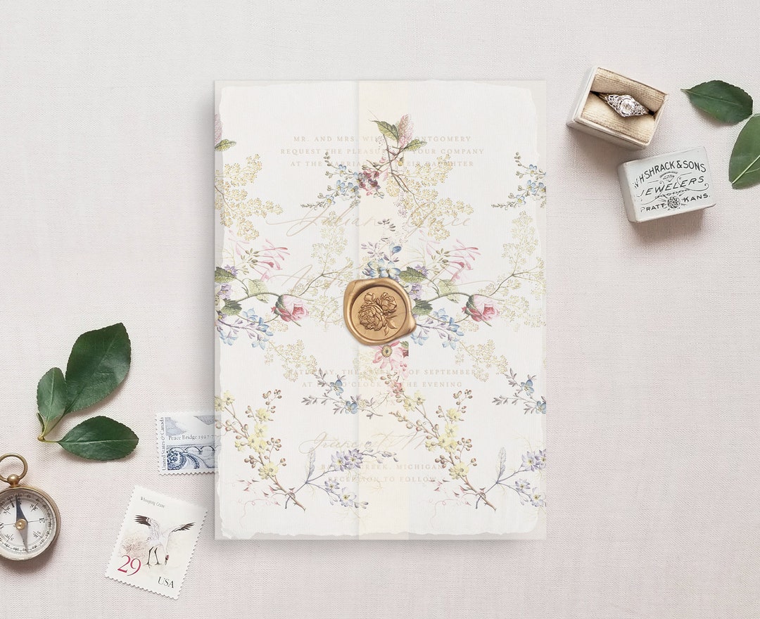 Printable Wedding Vellum Wrap, Colorful Floral Pattern Design - Etsy