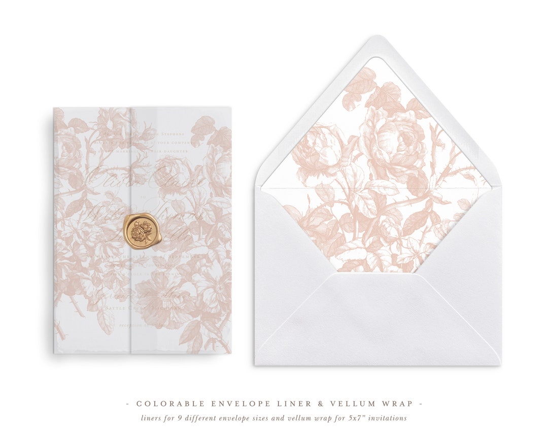 Color-customizable & Printable Wedding Vellum Wrap and Envelope Liner ...