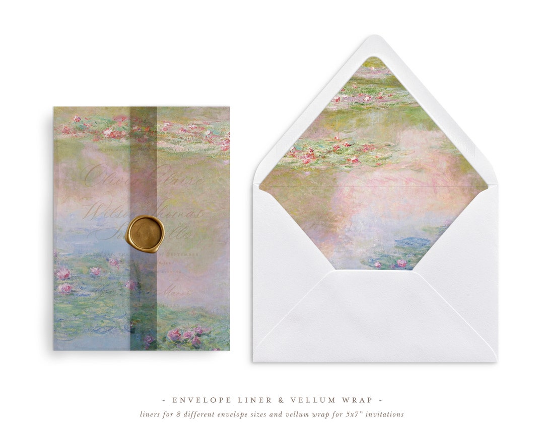Printable Wedding Vellum Wrap and Envelope Liner for 5x7 Wedding ...