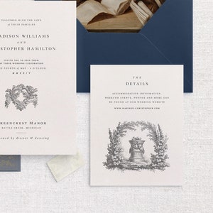 Printable Vintage Book Style Wedding Invitation Template Set, Editable ...