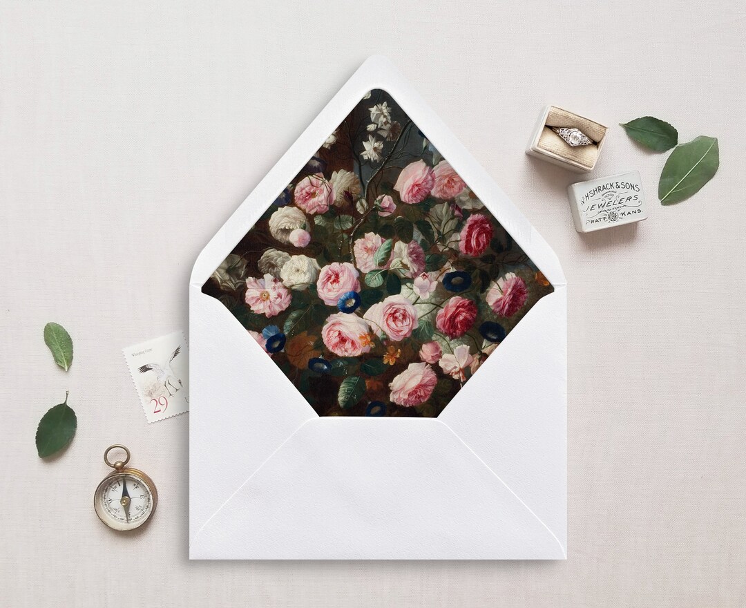 Printable Envelope Liner, A7, Euro Flap, Square Flap, Floral Still Life ...