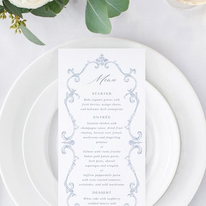 Printable Wedding Menu Card Template With Victorian Frame, Editable ...