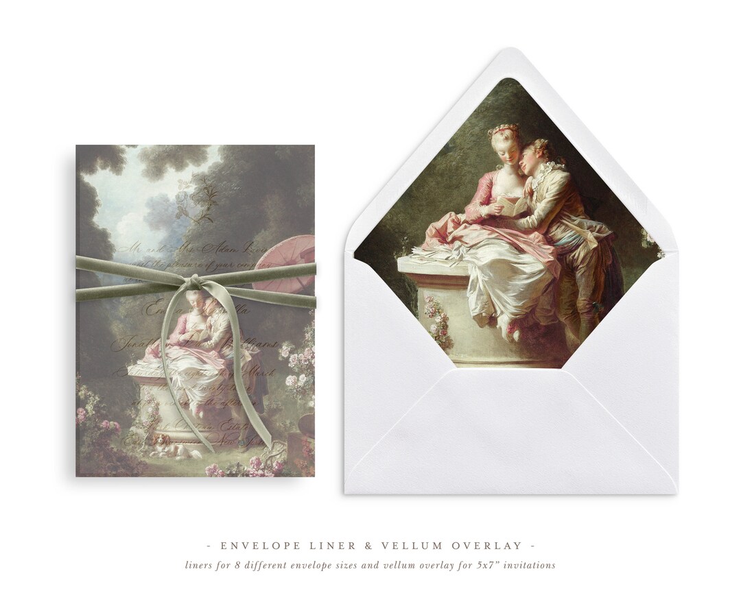 Printable Wedding Vellum Overlay and Envelope Liner for 5x7 Wedding ...