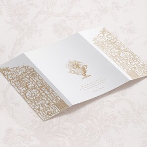 Romantic Gate-fold Wedding Invitation Template With Baroque Garden Gate ...