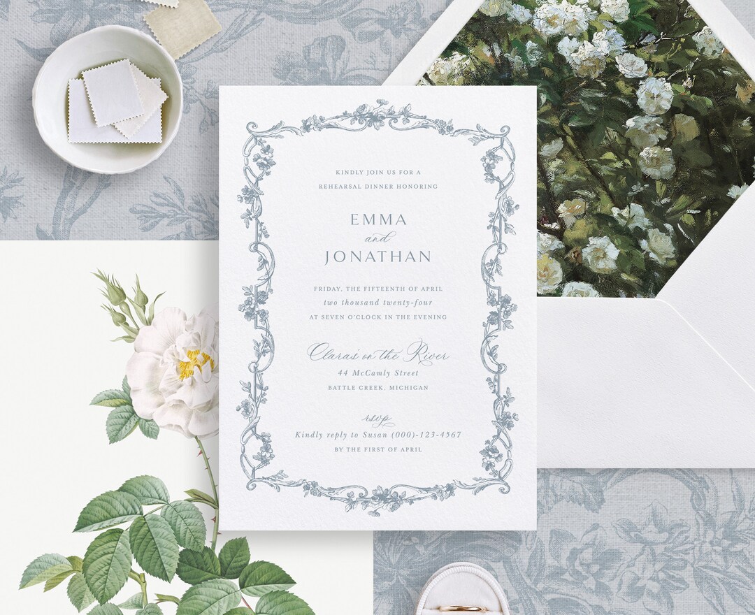 Printable Rehearsal Dinner Invitation Template With French Roses ...