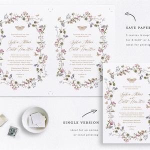 Printable Colorful Floral Wedding Invitation Template Set With ...