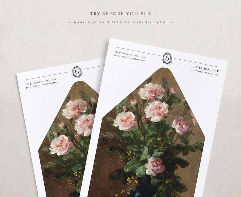 Printable Envelope Liner, A7, Euro Flap, Square Flap, Floral Still Life ...