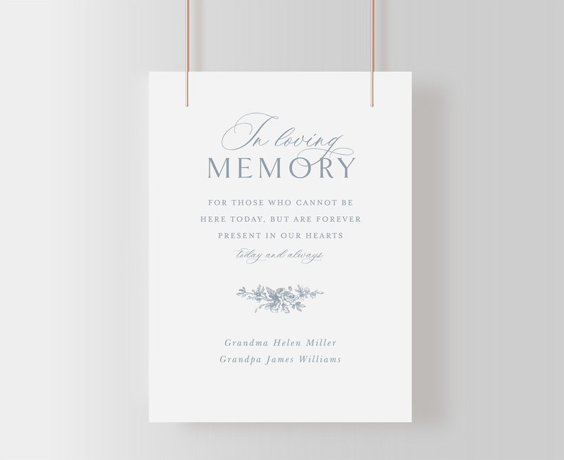 In Loving Memory Sign Printable French Roses Wedding Sign - Etsy