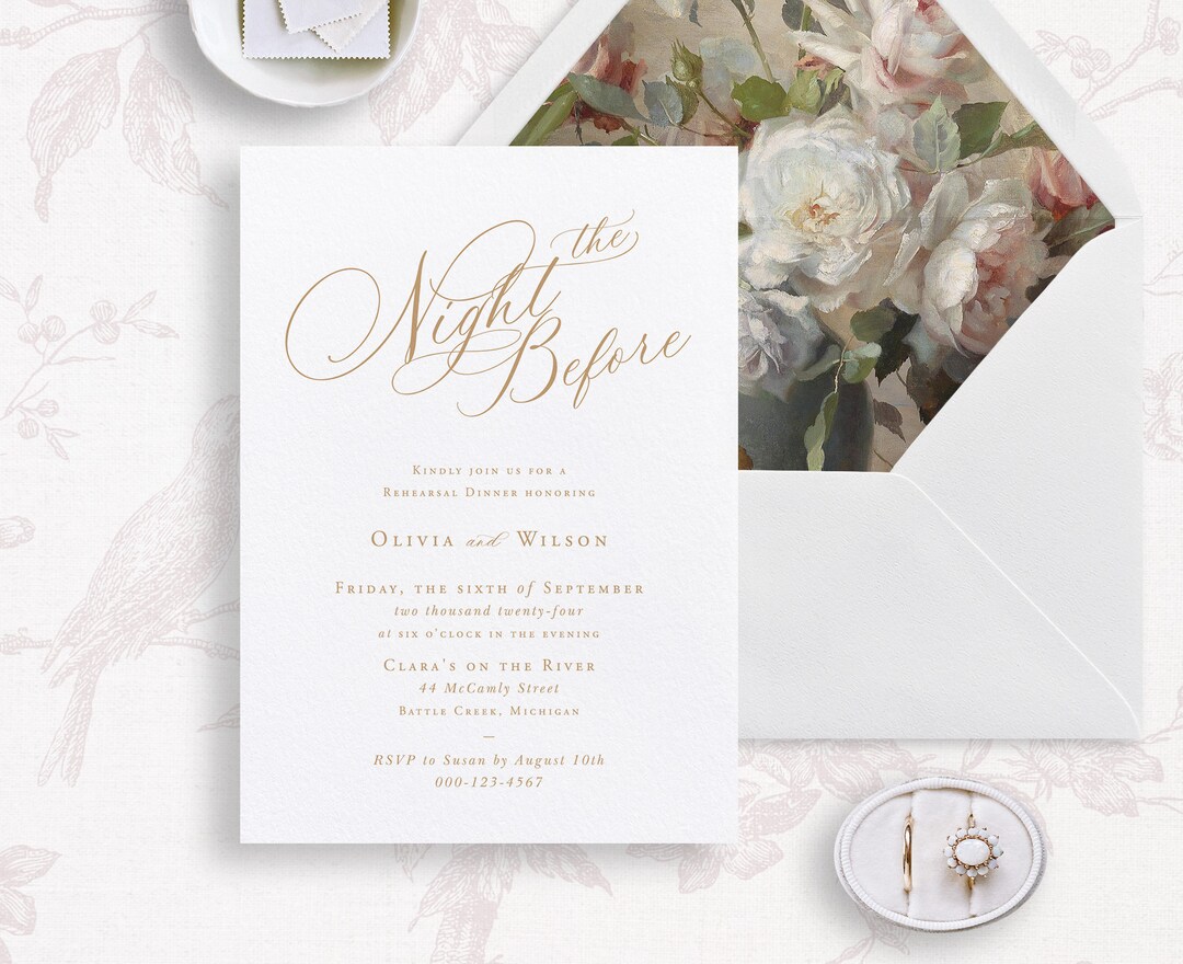 Printable Calligraphy Rehearsal Dinner Invitation Template, Editable ...