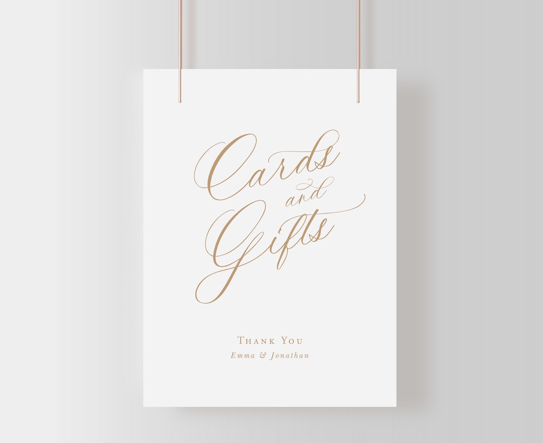 Cards & Gifts Sign, Printable Calligrapy Wedding Sign Template ...