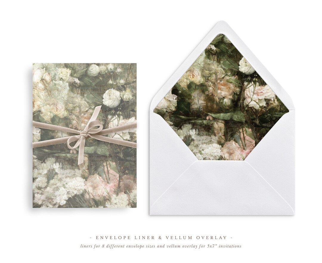 Printable Wedding Vellum Overlay and Envelope Liner for 5x7 Wedding ...