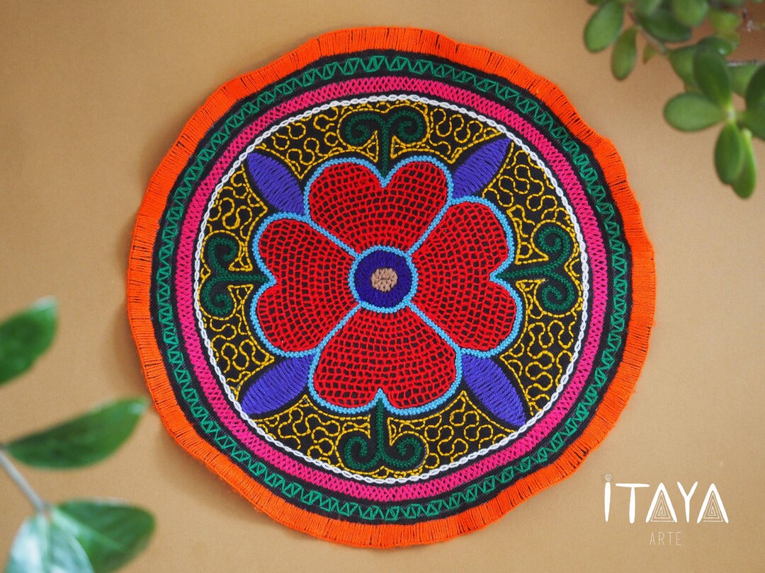 Big Red Jungle Flor · Shipibo Konibo Handmade Textile (26.5cm ...