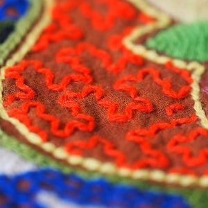 Amazon River Snake & Orange Kené Shipibo Konibo Handmade Textile 26 Cm ...