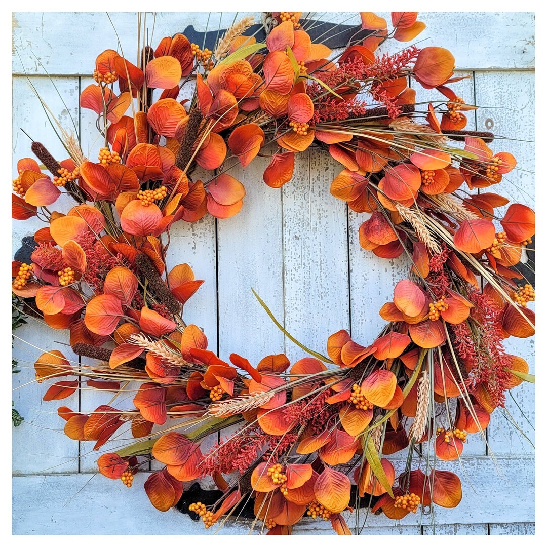 Fall Leaf Wreath for Front Door-fall Leaves Wreath-fall Wreath-autumn ...