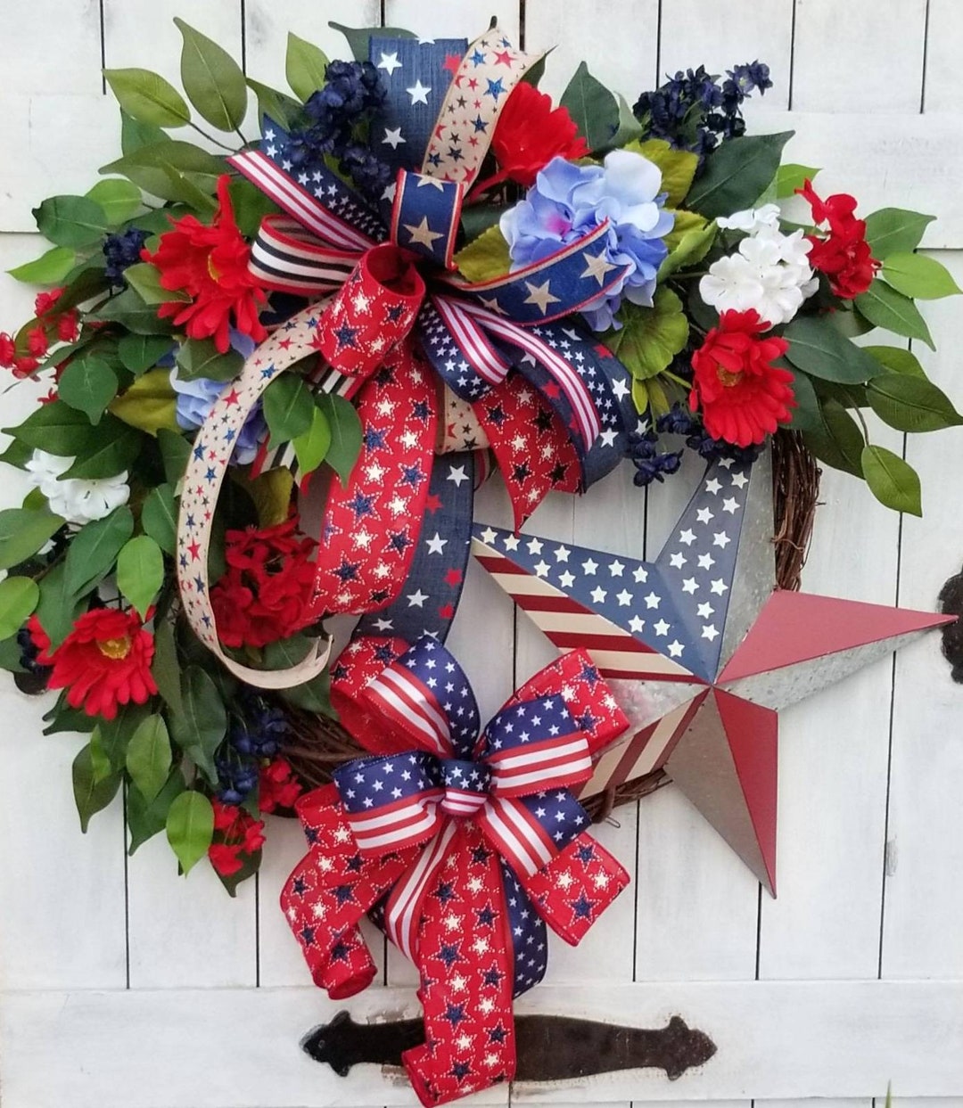 Patriotic Wreath for Front Door-labor Day Memorial Day - Etsy
