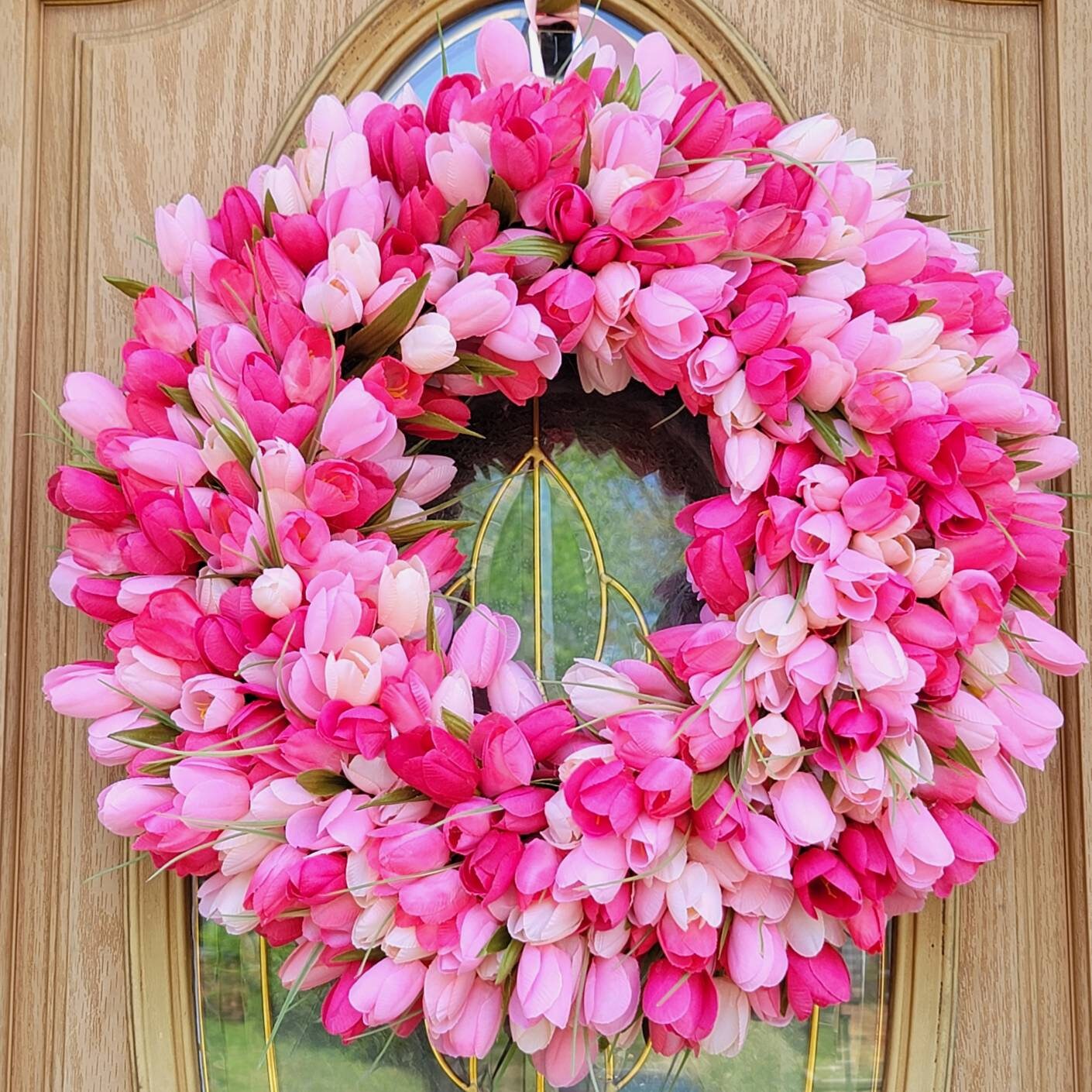 Tulip Wreath-spring Wreaths-pink Tulip Wreath for Front | Etsy