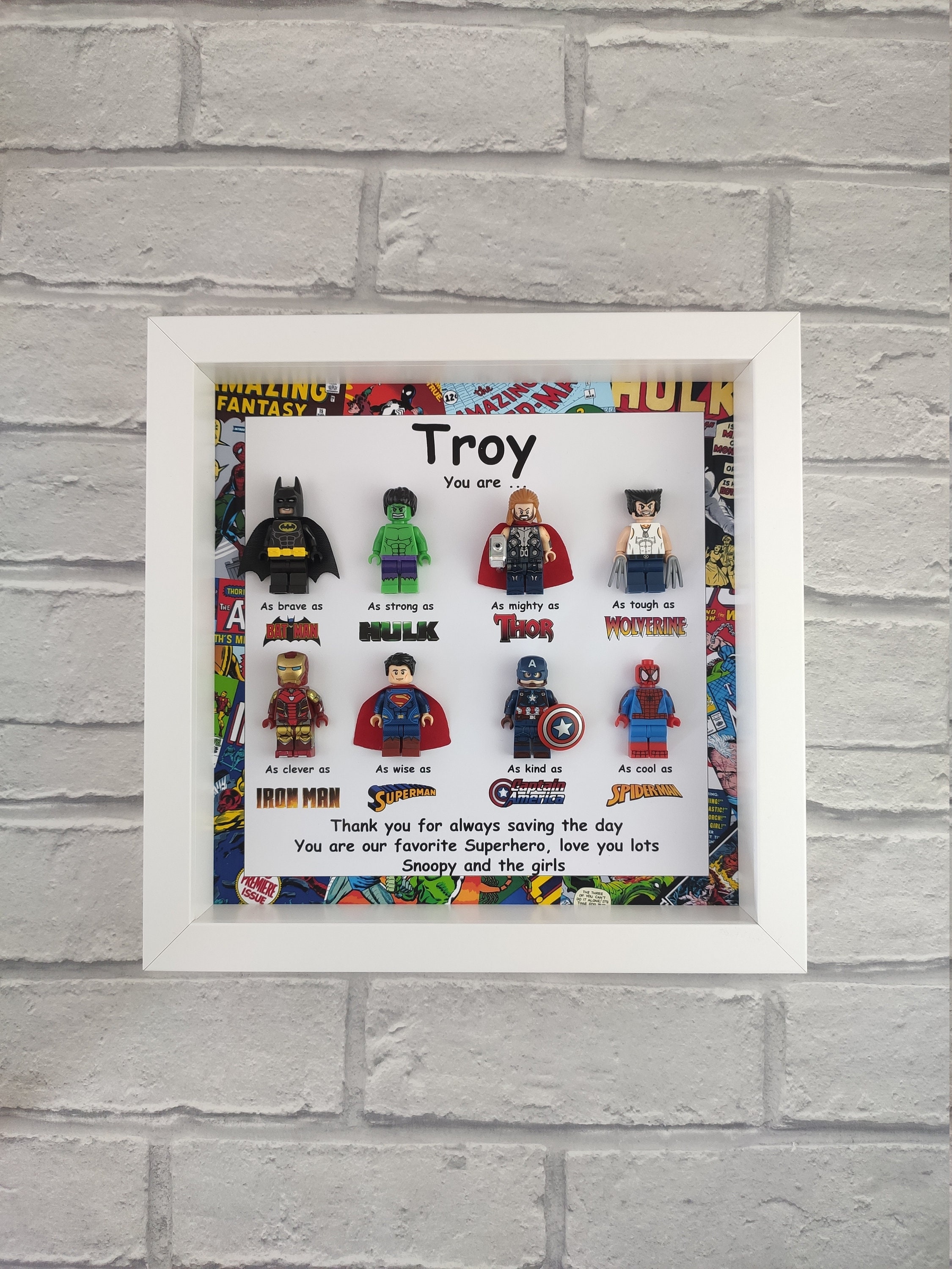Superhero Picture Frame Marvel Avengers 8 figure Personalised | Etsy
