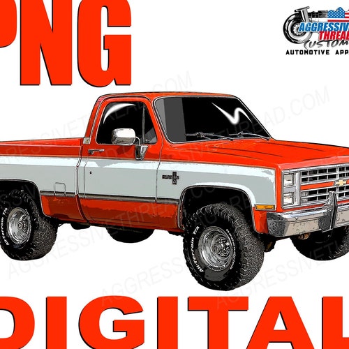 85 Square Body Chevy Truck K10 Orange and White Png Graphic - Etsy