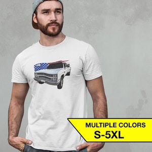 Square Body Truck T-shirt With Squarebody Dually Pickup and American ...