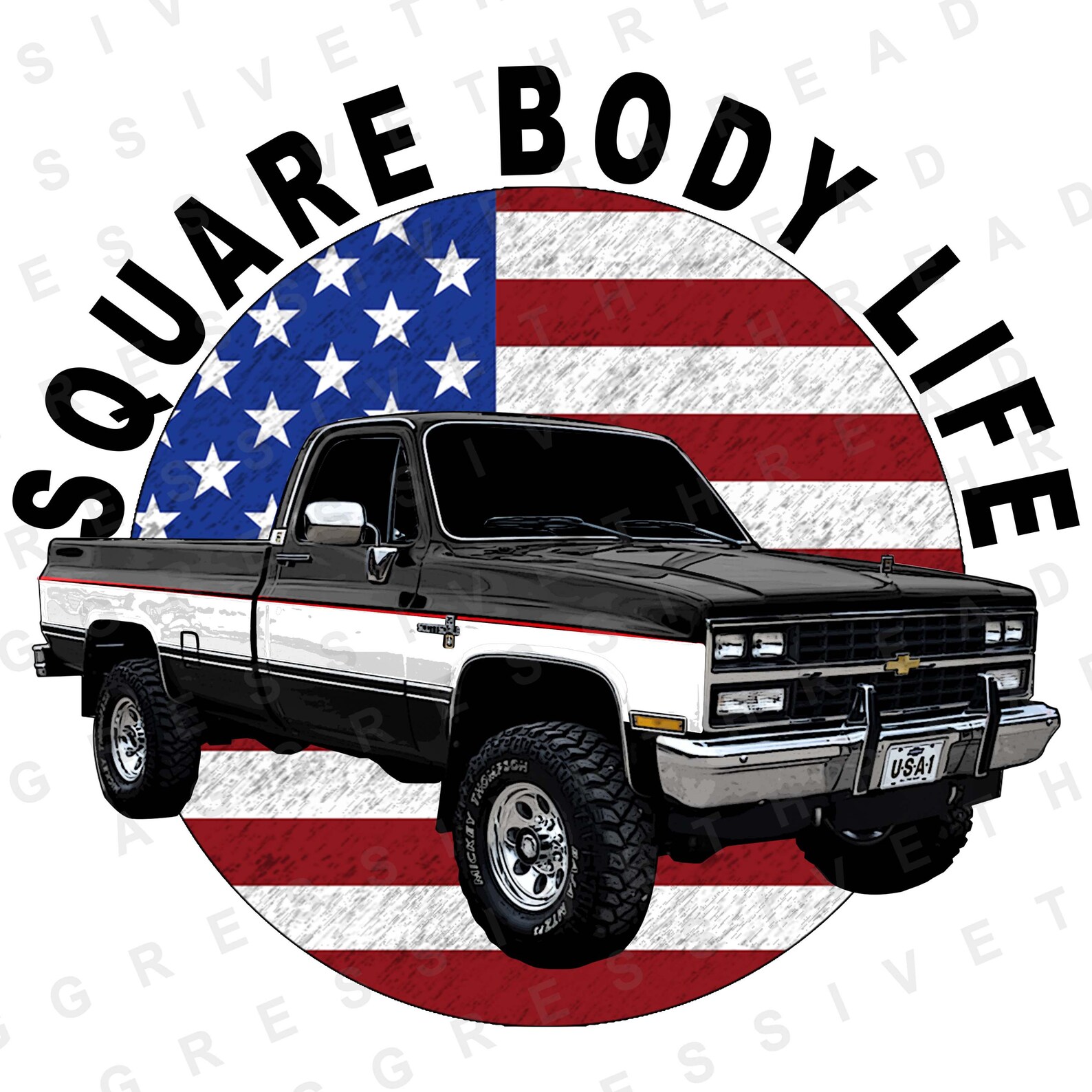 86 Square Body Chevy Truck K10 American Flag Png Graphic Clip - Etsy
