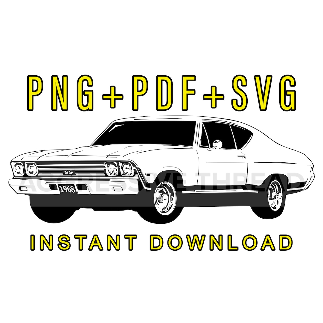 1968 Chevelle Digital Download, Muscle Car SVG Vector Graphic, Png Clip ...