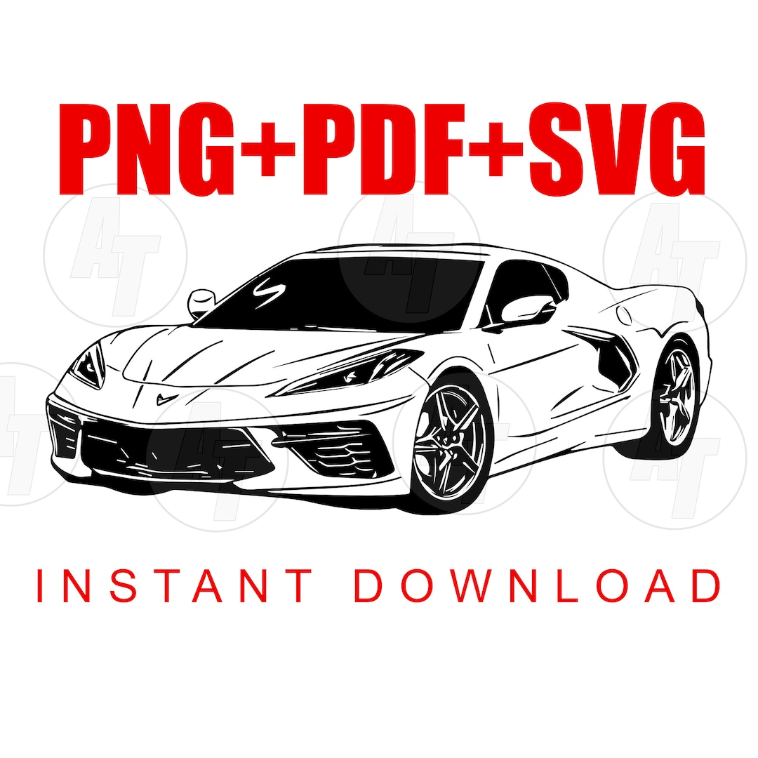 C8 Corvette Digital Download Car Png Vector Racing Graphic Clip Art ...