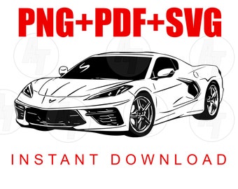 Chevrolet Corvette C8 2020 Vector Line Drawing Illustration - Etsy
