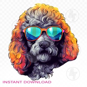 Colorful Poodle Dog Art PNG Digital Download for DTG & Sublimation ...