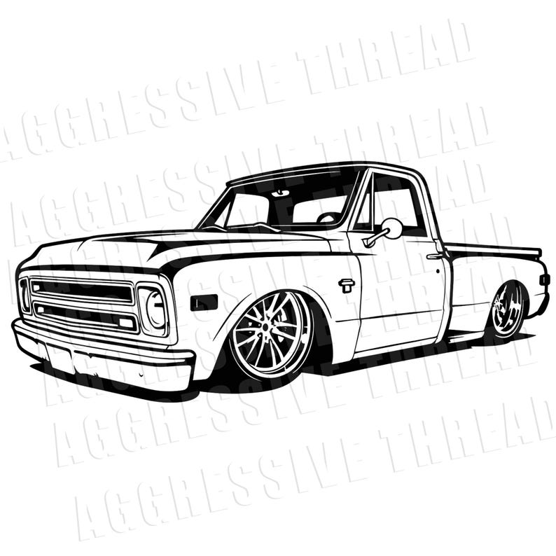 Slammed C10 Step-side Truck | Vector Artwork | Digital Download | PNG ...