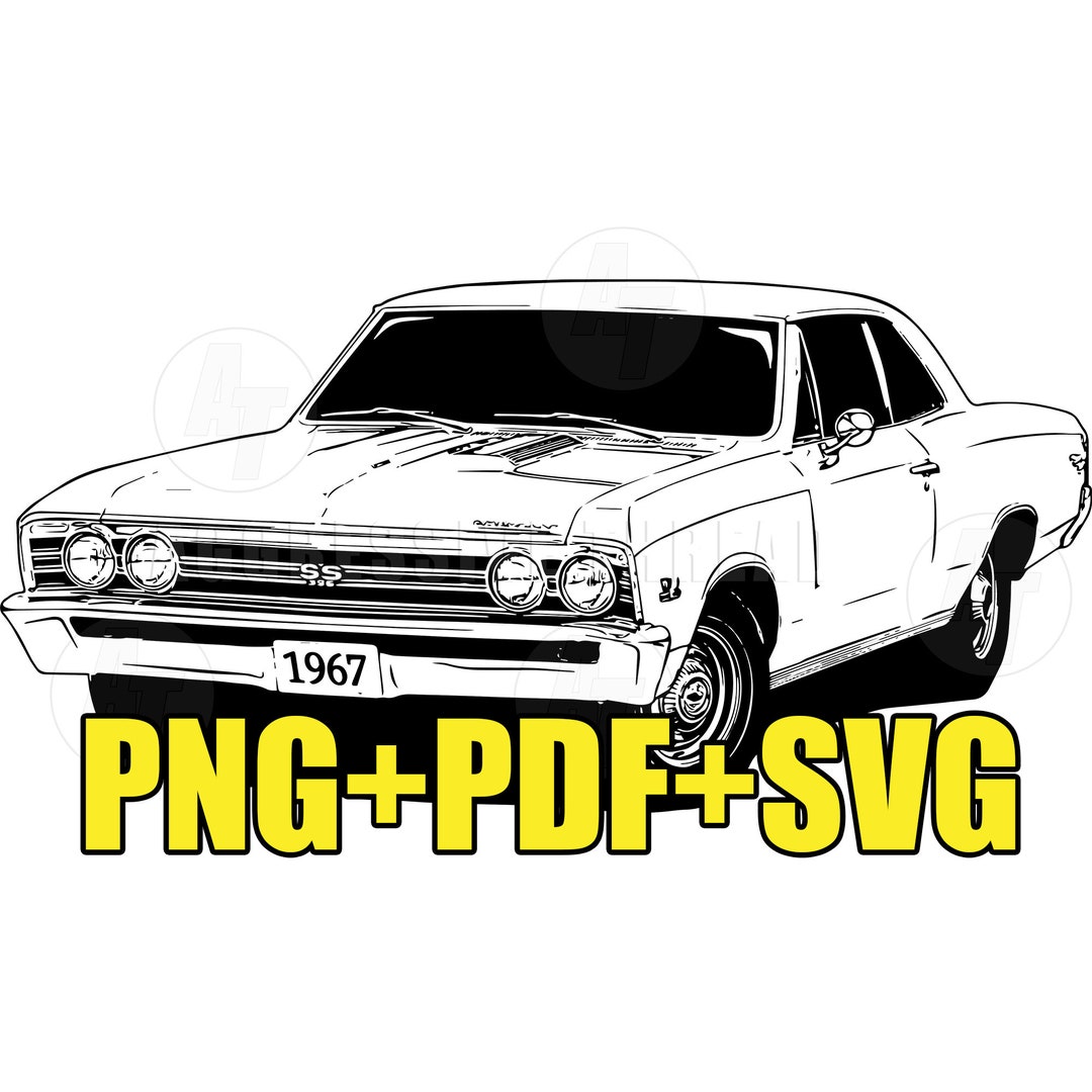 1967 Chevy Chevelle Vector Graphic Clip Art File for Printing Tshirts ...
