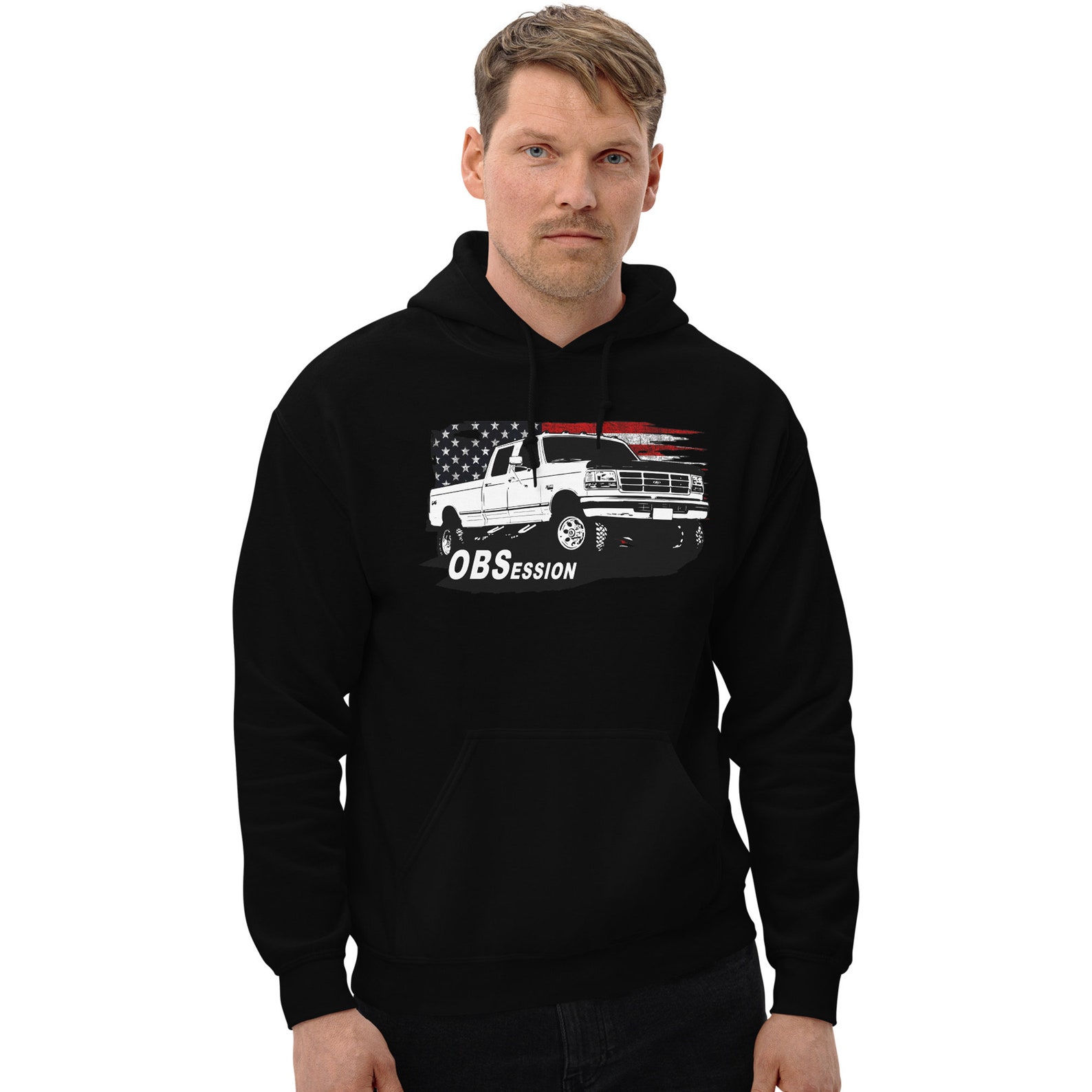 OBS Truck Hoodie, Mens 90s F250 F350 Pullover Sweatshirt With Crew Cab ...