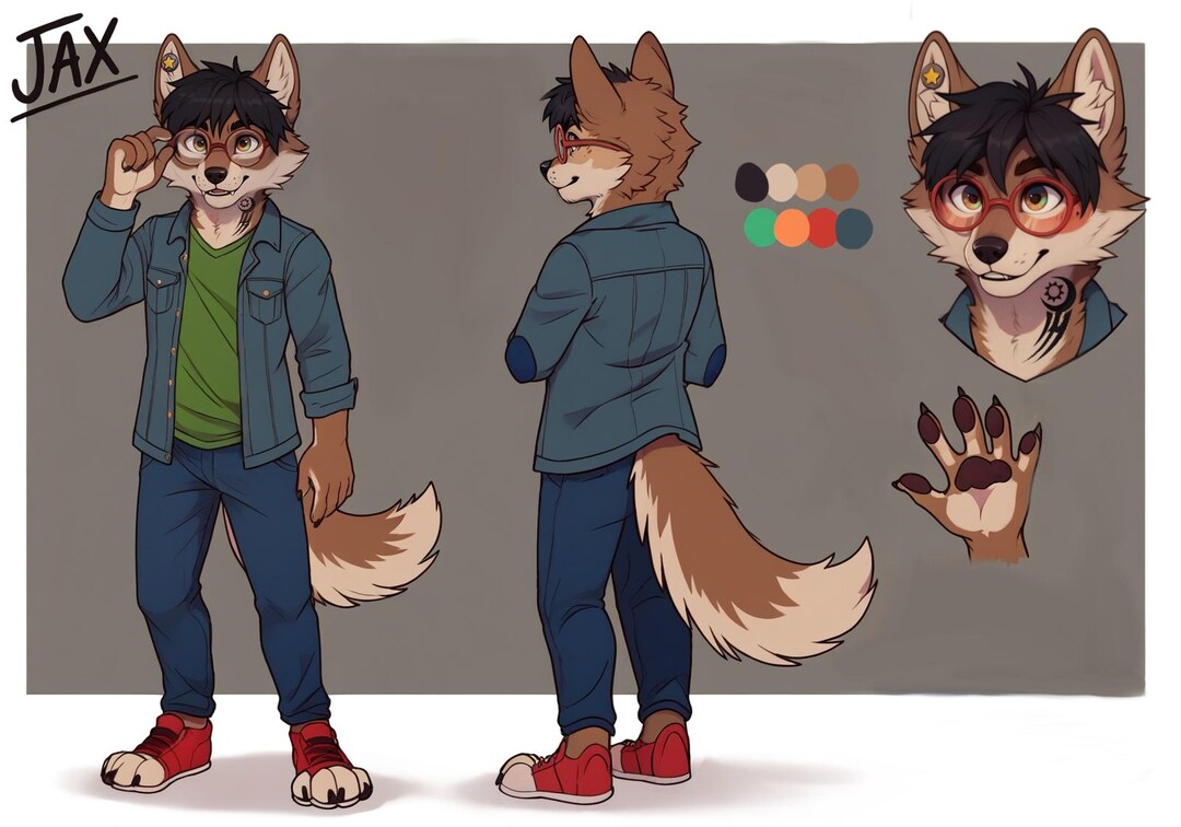 Custom Furry Character Reference Sheet for Joey | Fursona Ref Sheet Art ...