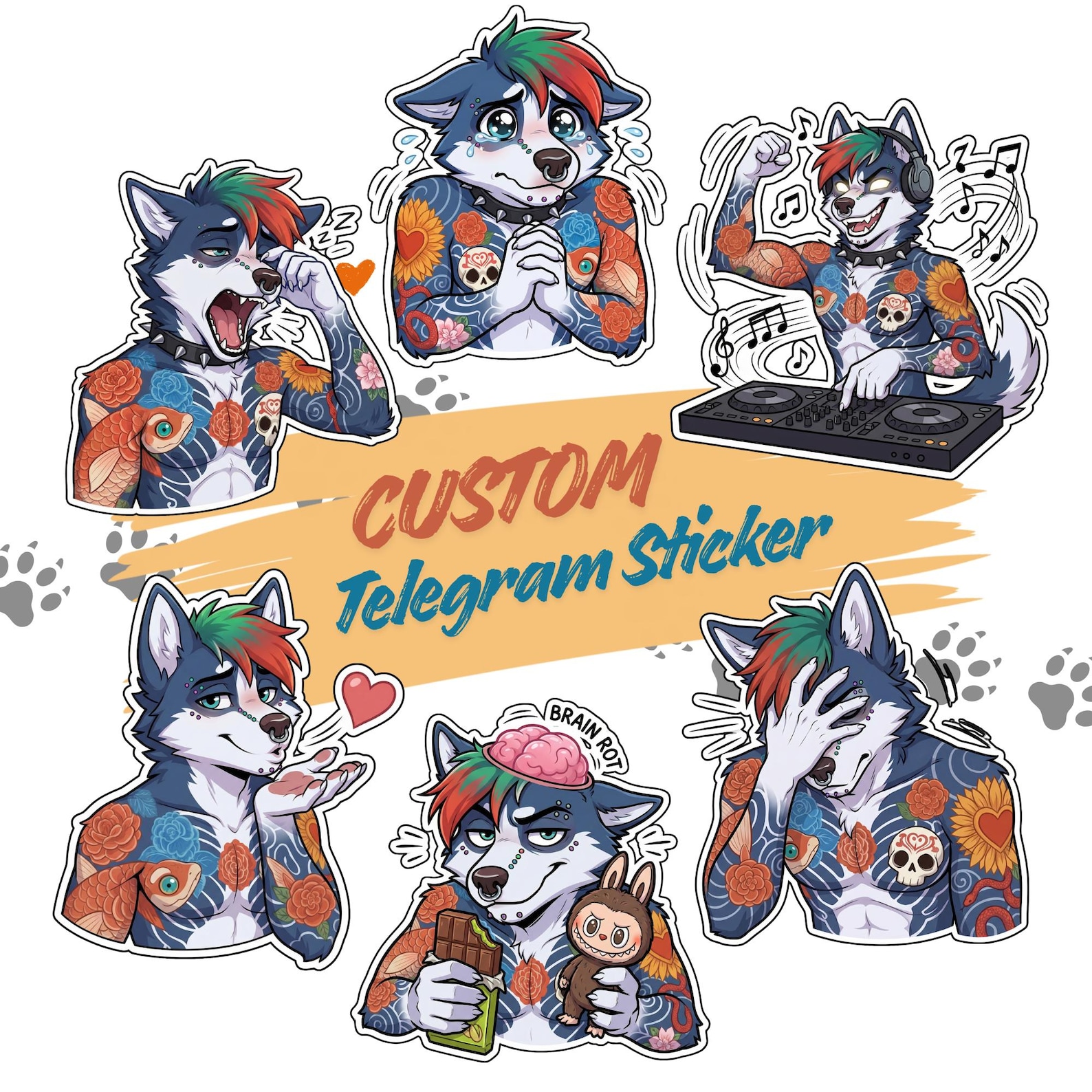Custom Furry Telegram Sticker Commission - OC Fursona Icon Design ...