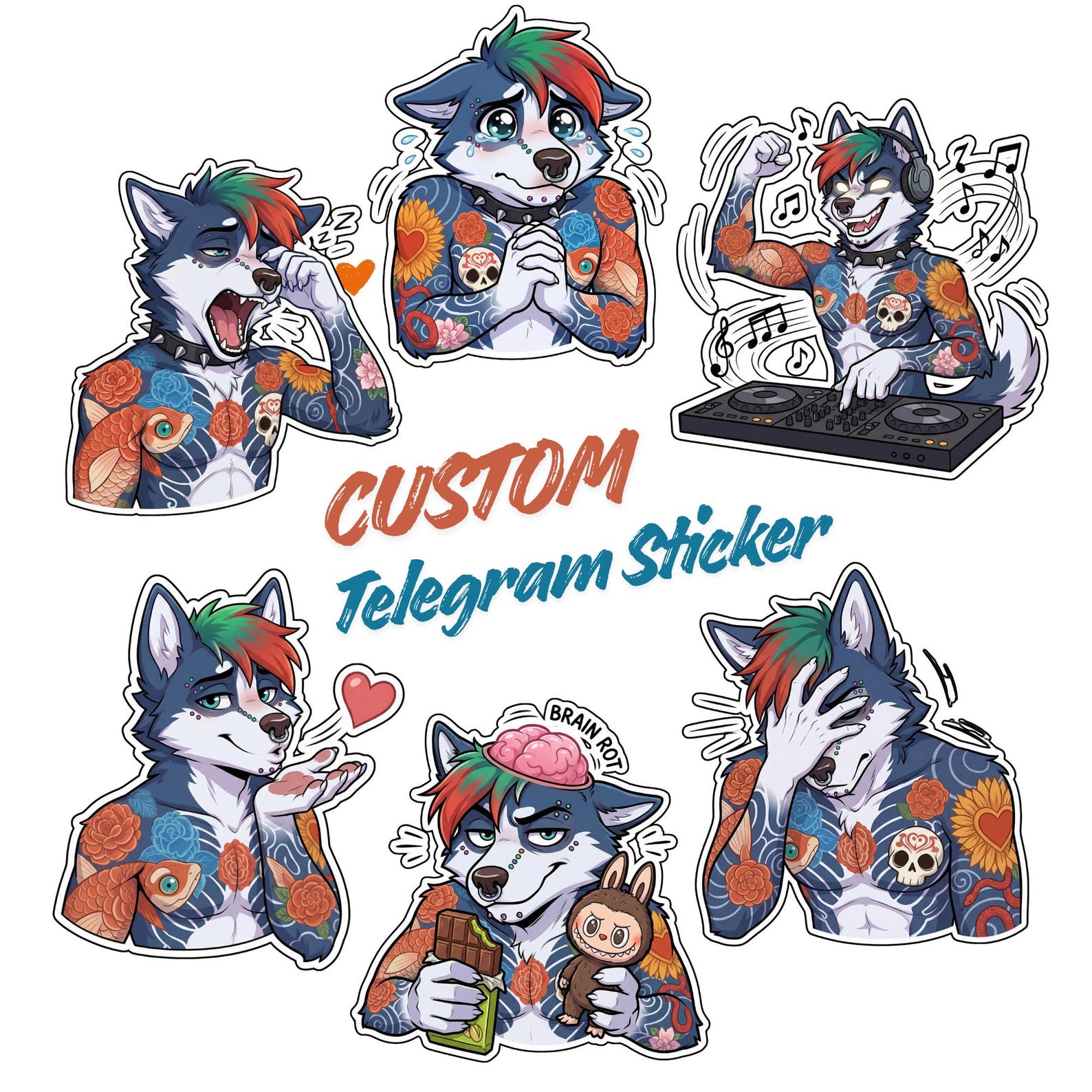 Custom Furry Telegram Sticker Commission - OC Fursona Icon Design ...