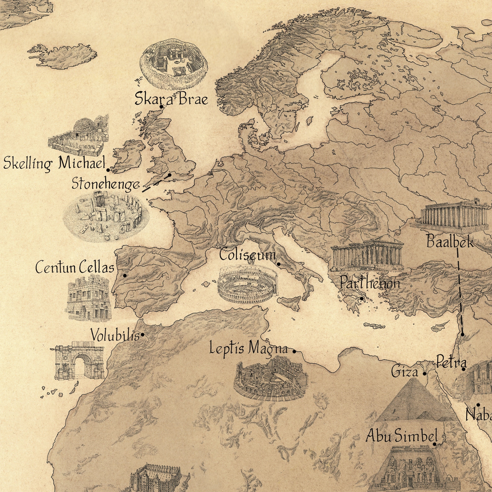 ANCIENT CIVILIZATIONS MAP Hand-drawn World Map Evidence of - Etsy