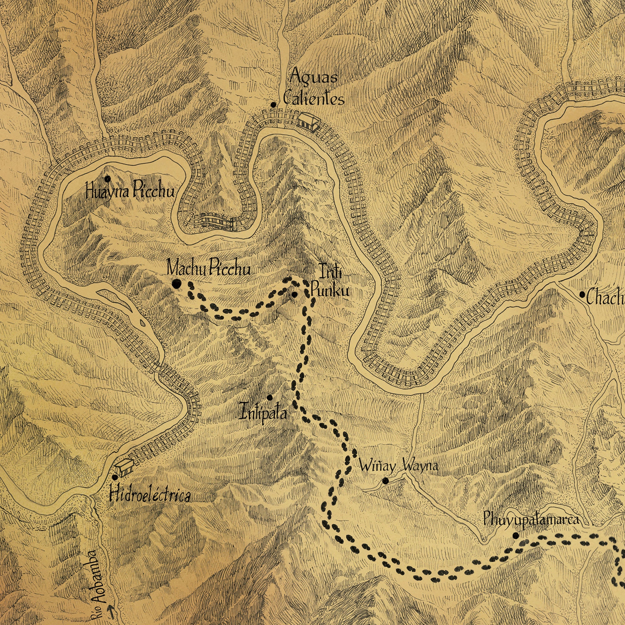 INCA TRAIL MAP the Famous Inka Trail Route to Machu Picchu | Etsy