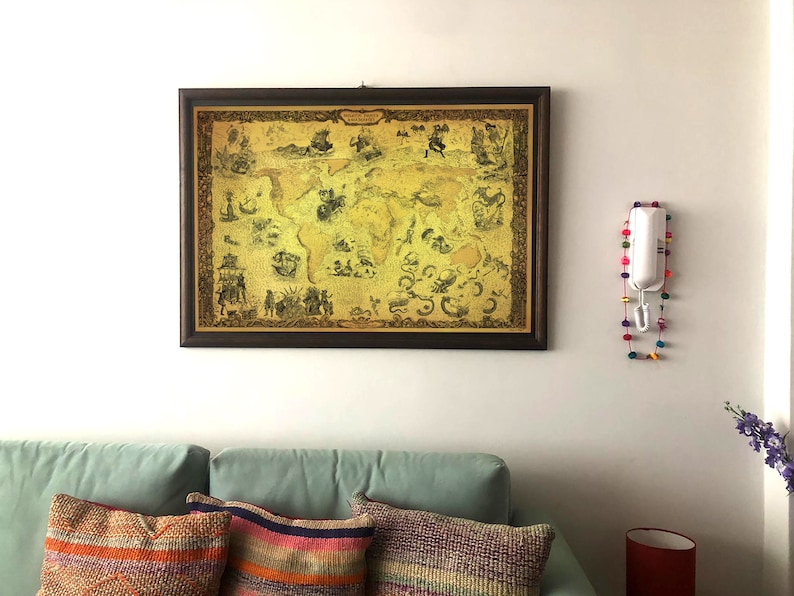 SKELETON PIRATES MAP World Map Adorned With Skeleton Sea | Etsy