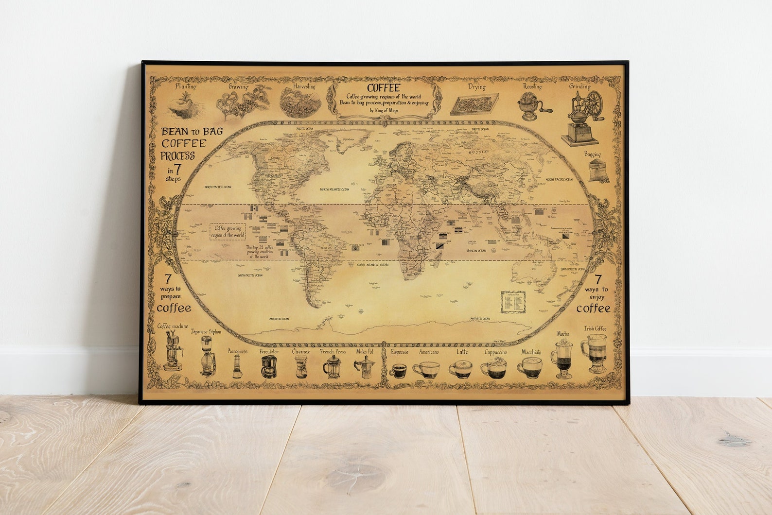 COFFEE WORLD MAP Coffee Lovers Love This Map Coffee Growing Regions of ...
