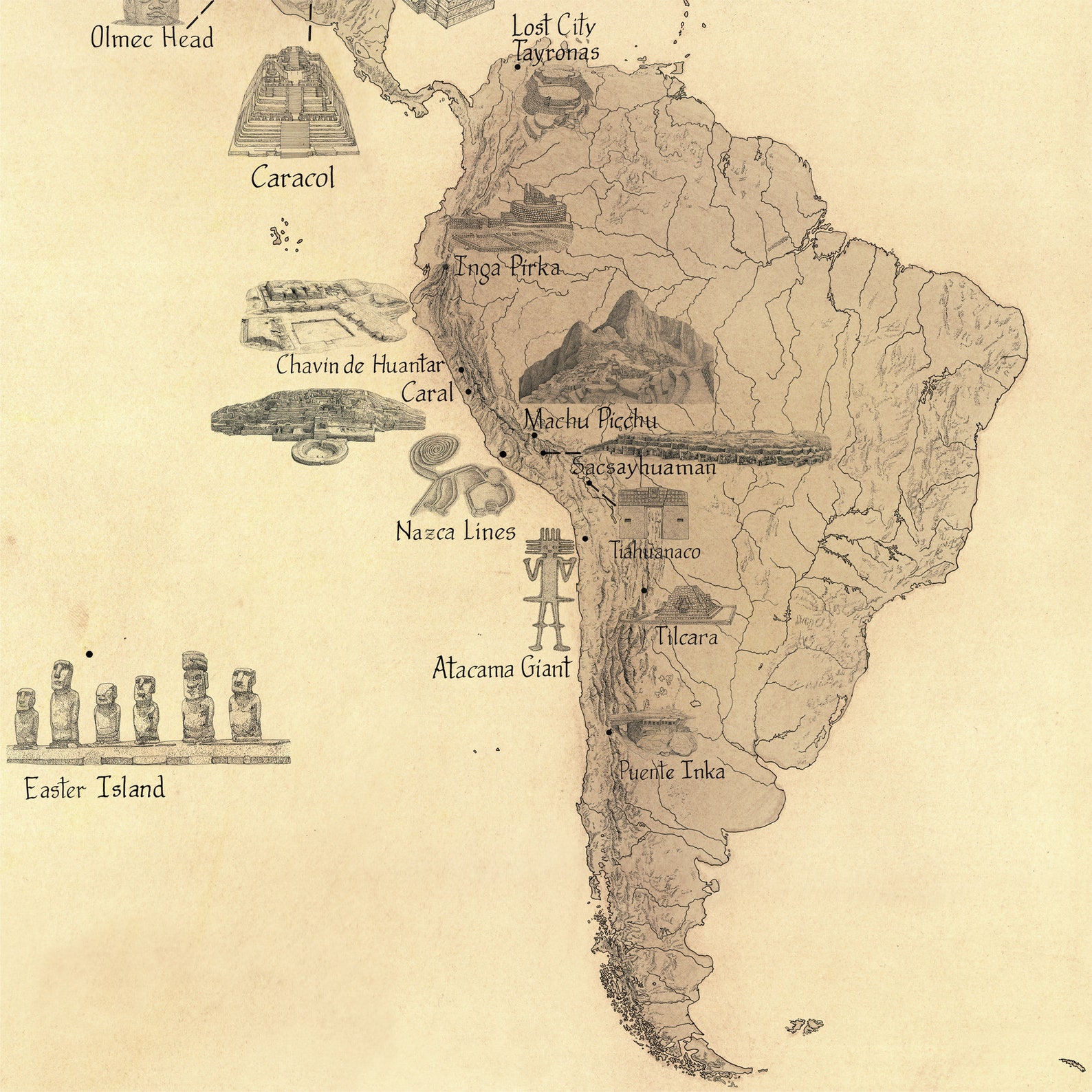 ANCIENT CIVILIZATIONS MAP Hand-drawn World Map Evidence of - Etsy