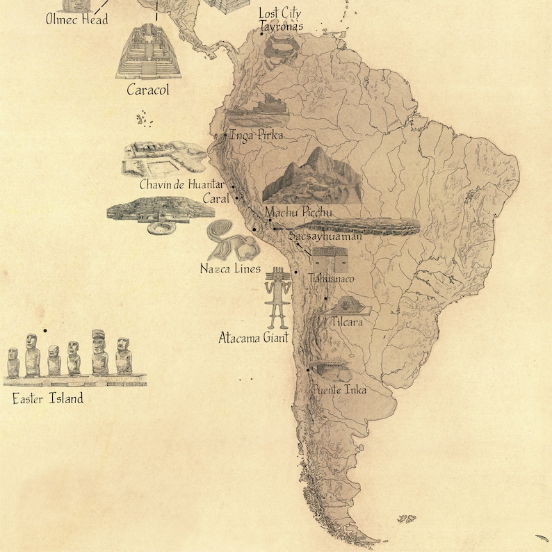 ANCIENT CIVILIZATIONS MAP Hand-drawn World Map Evidence of - Etsy