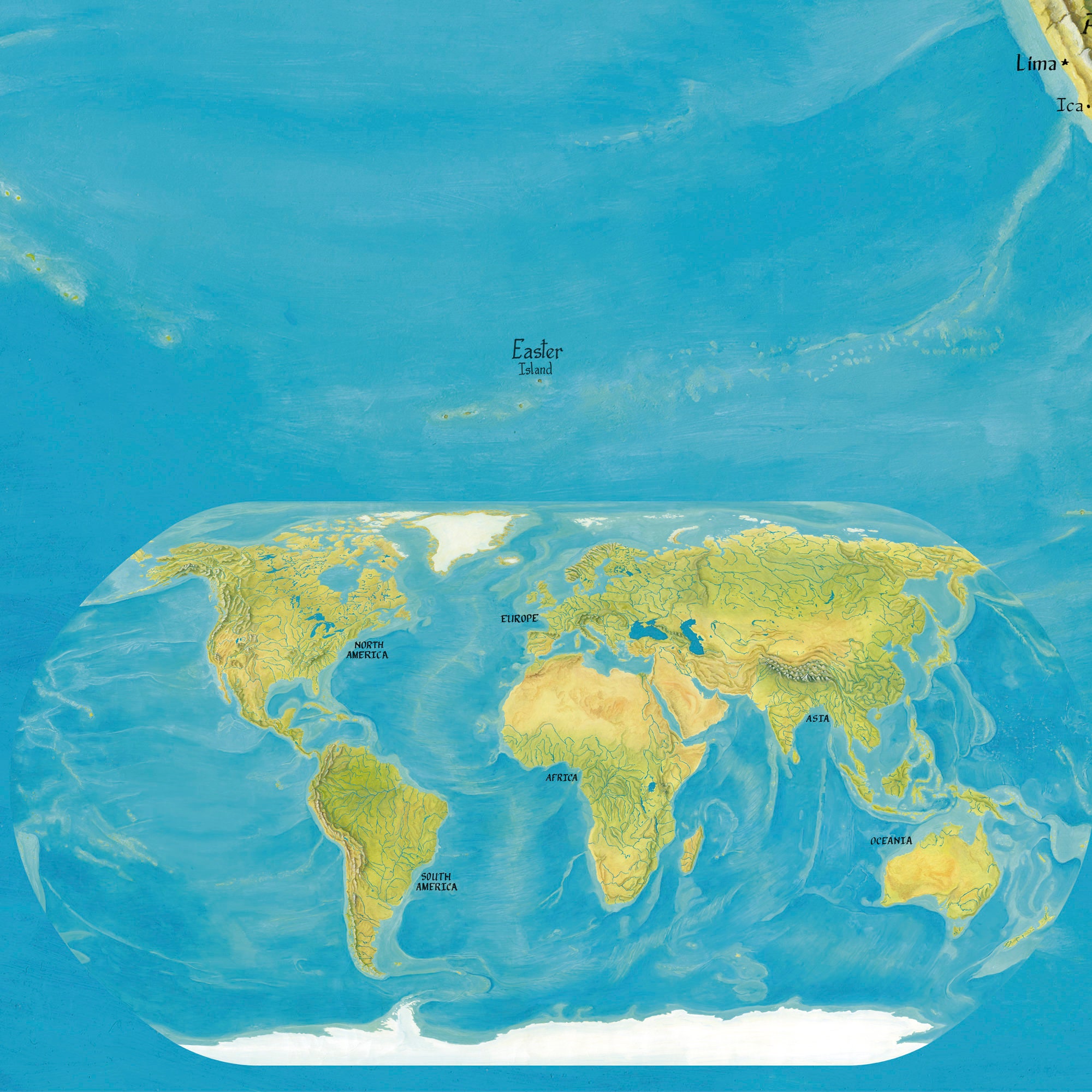 PAINTED AMERICAS MAP Originally Hand Painted Map of the - Etsy