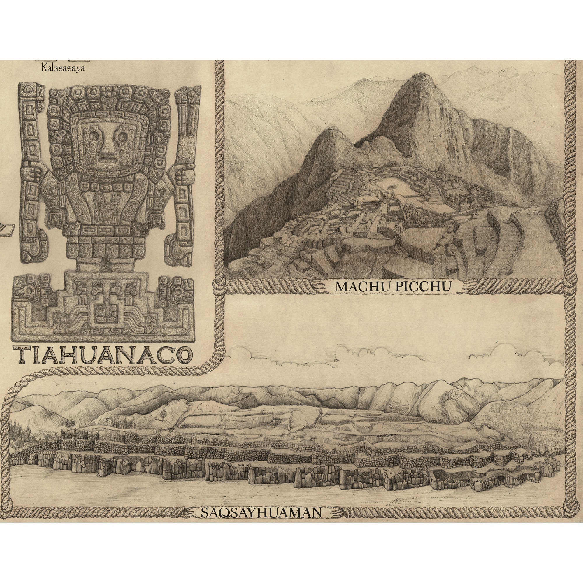 INCA REGION MAP Explore the Inka Region Hand-drawn Map of - Etsy